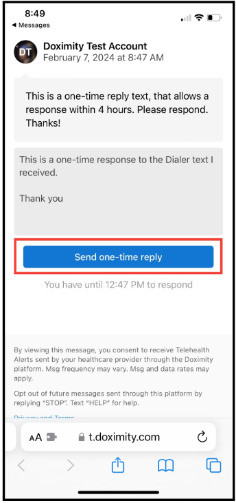 How To Reply To A One-Time Reply Dialer Text Message – Help Center